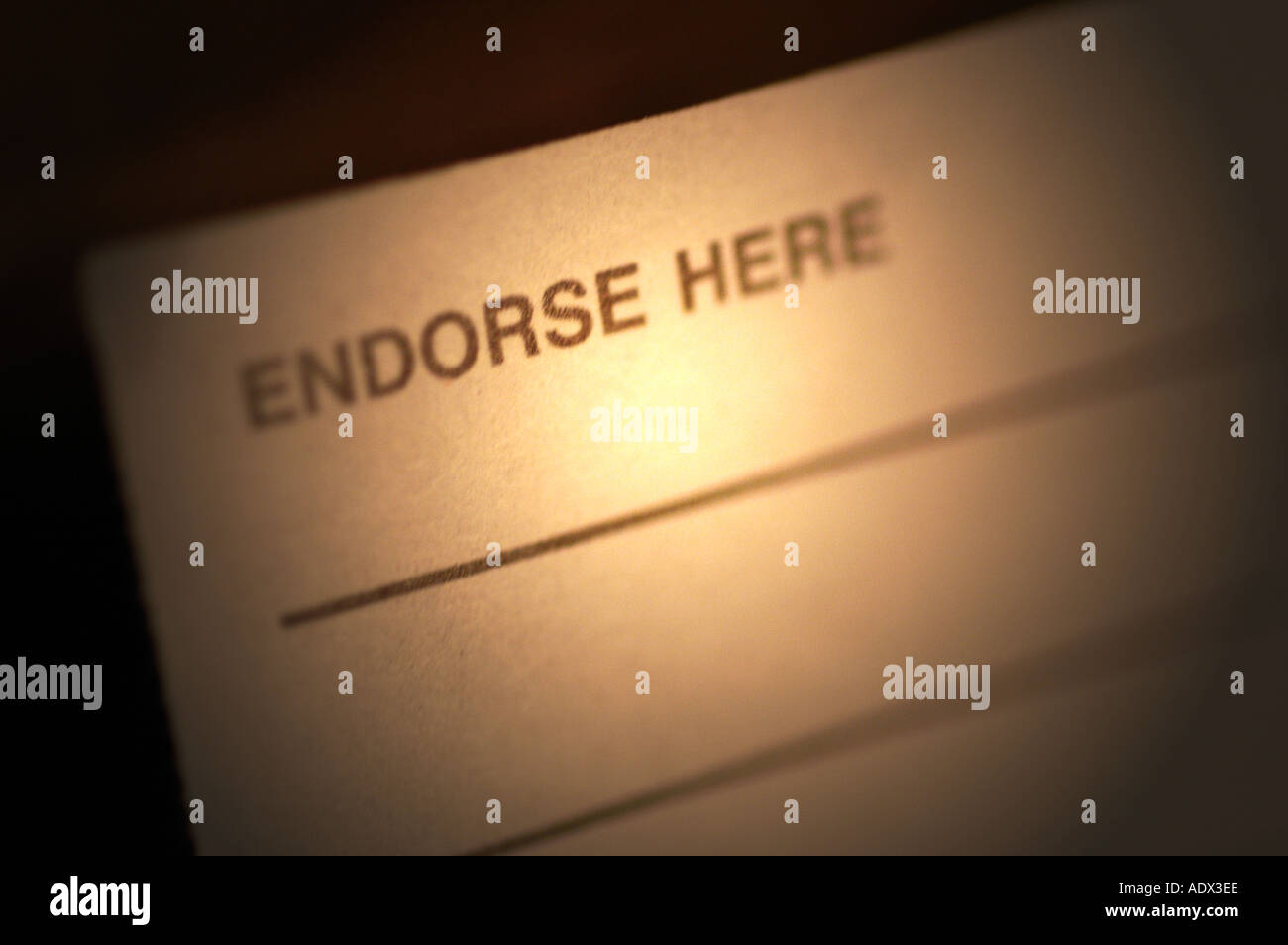 Endorsement area on the back rear of a check Stock Photo - Alamy