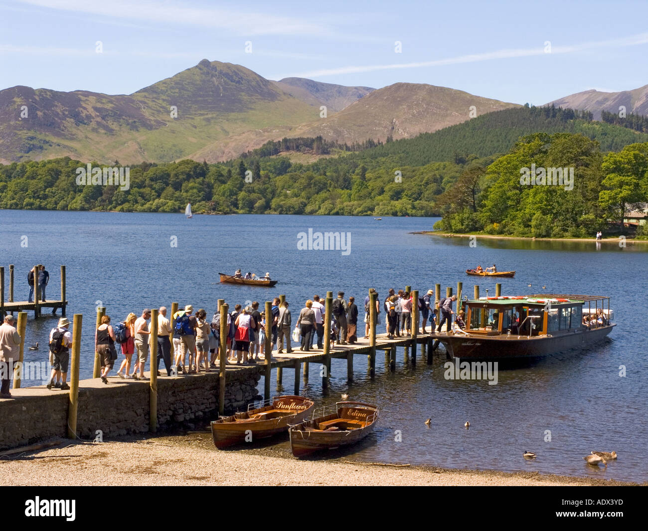 Derwentwater rowing boats pier hi-res stock photography and images - Alamy