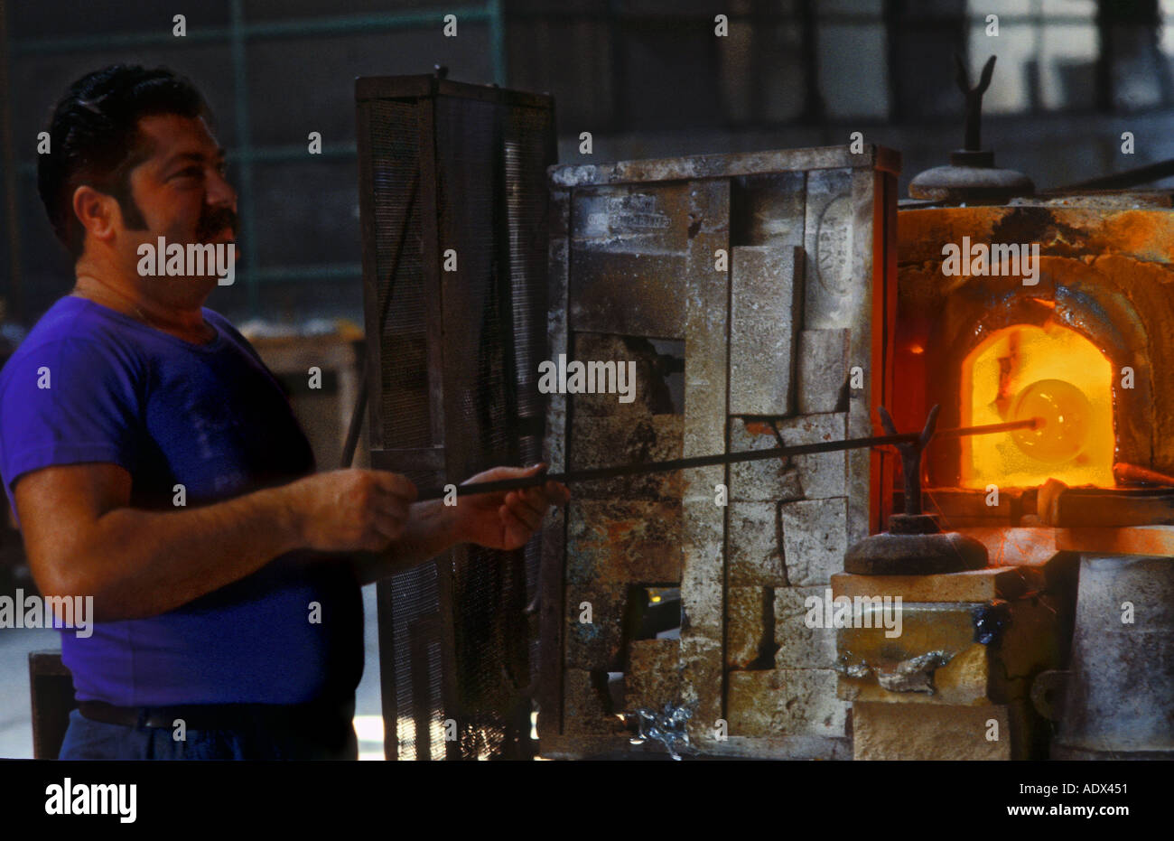 Traditional glass blower at work on the Island of Murano Venice Italy ...