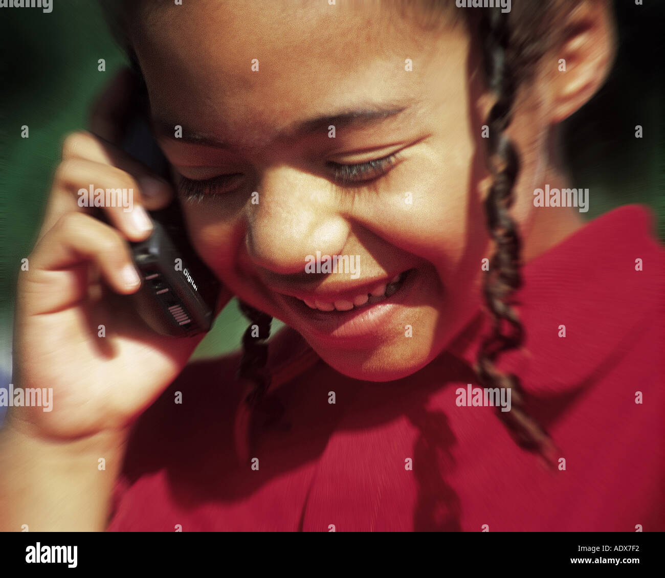 Children girl little black brunette smiling smile shy looking down ...