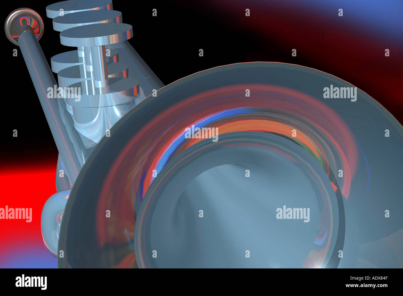 Illustrations trumpet flared bell bluish brass reflection music ...