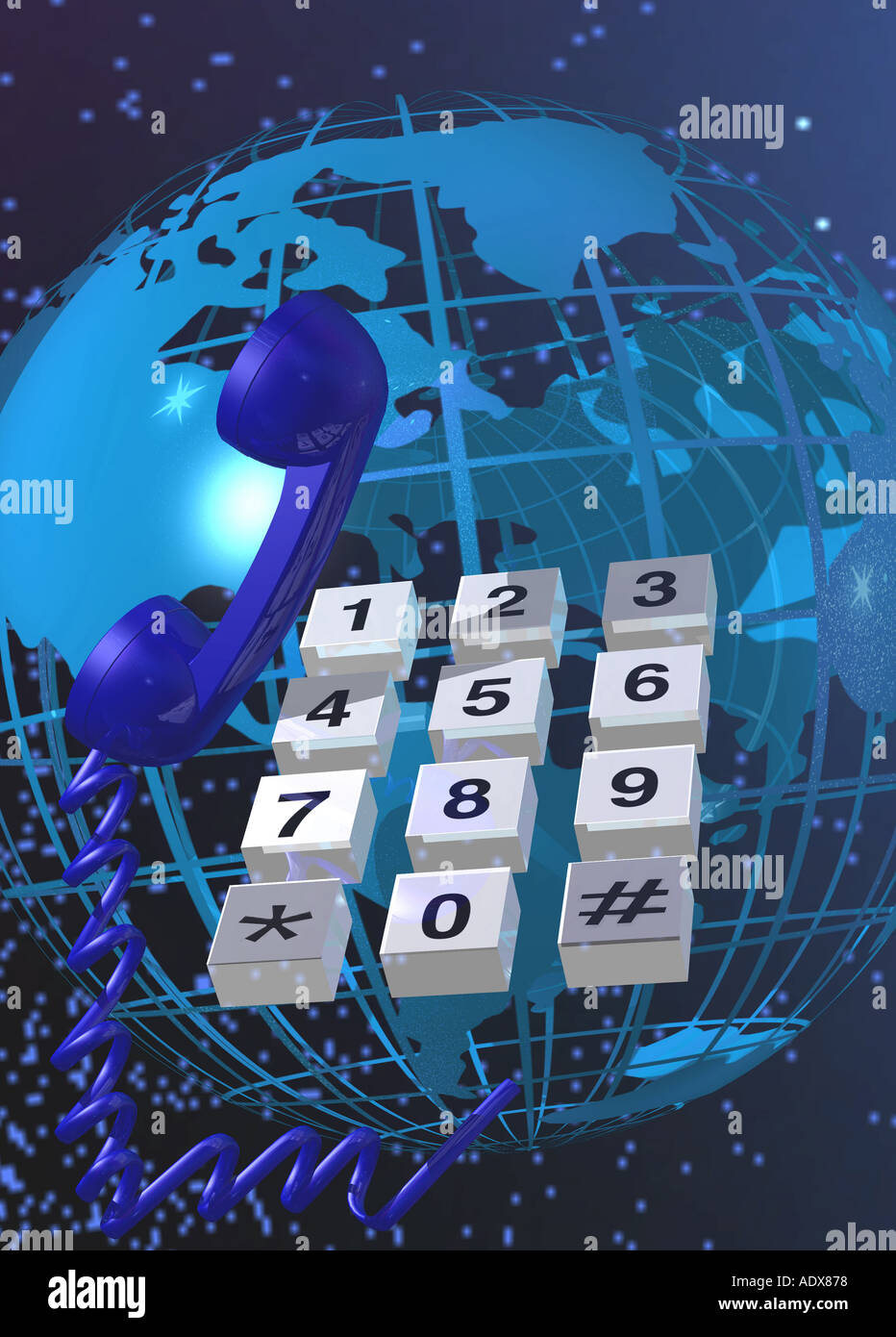 Illustrations virtual rendered imagekeypad phone receiver globe ...