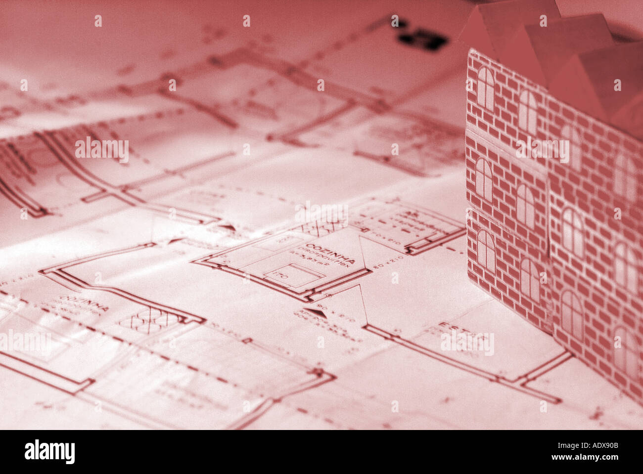 Architecture blueprint blocks toy model building roof plan scheme ...