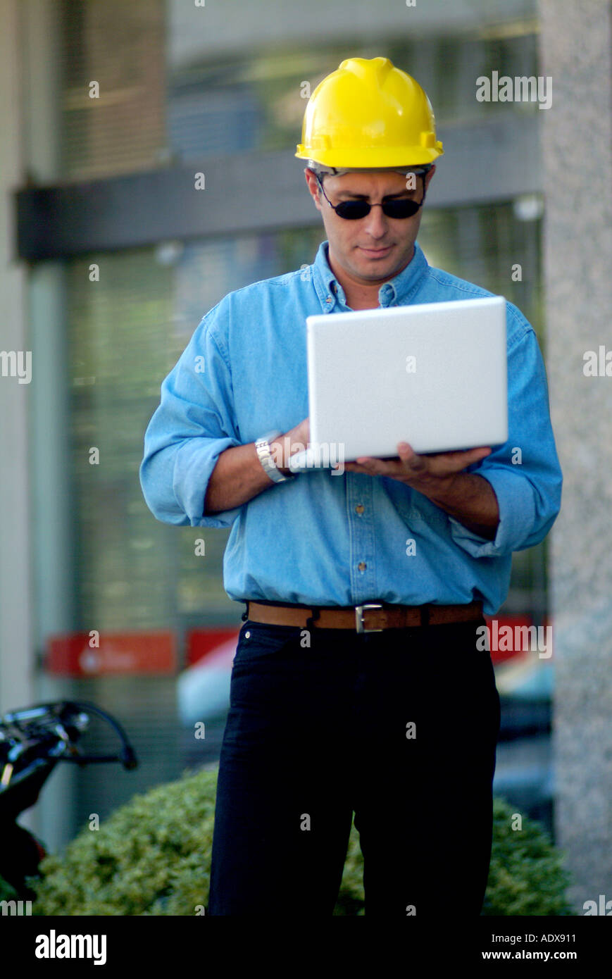 Architecture male person man adult architect notebook helmet yellow ...