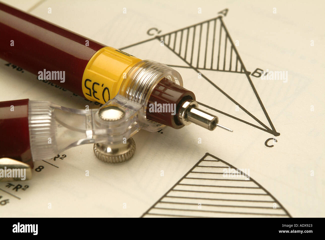 Architecture close up ink pen yellow geometry triangle drawing graphic ...