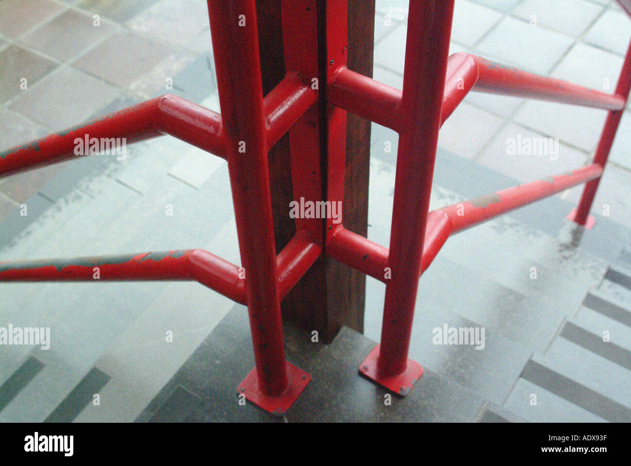 Architecture staircasei handrails red metallic metal colors granite ...