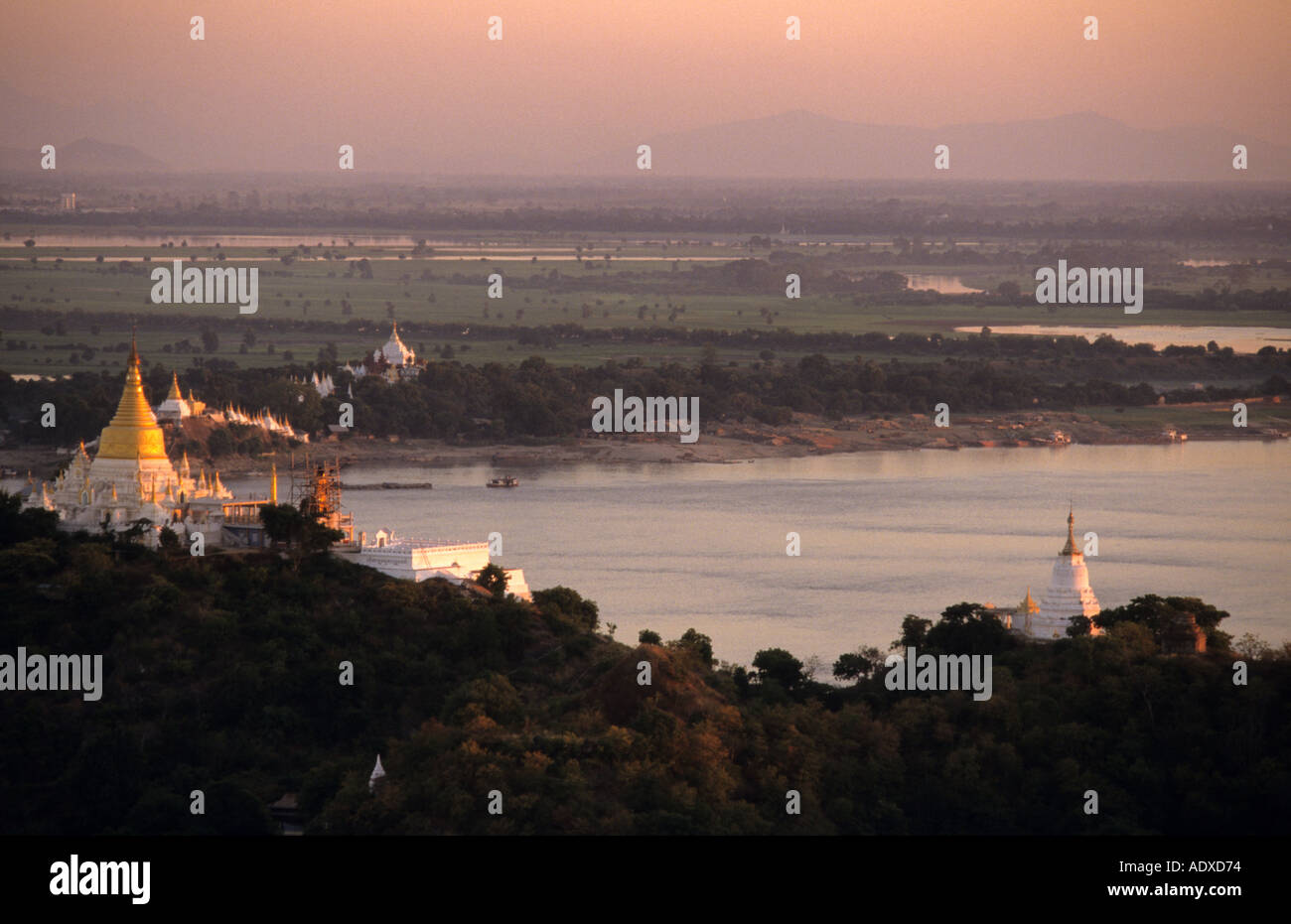 View of the Irrawaddy ,Ayeyarwady River Burma Myanmar from Sagai hill ...