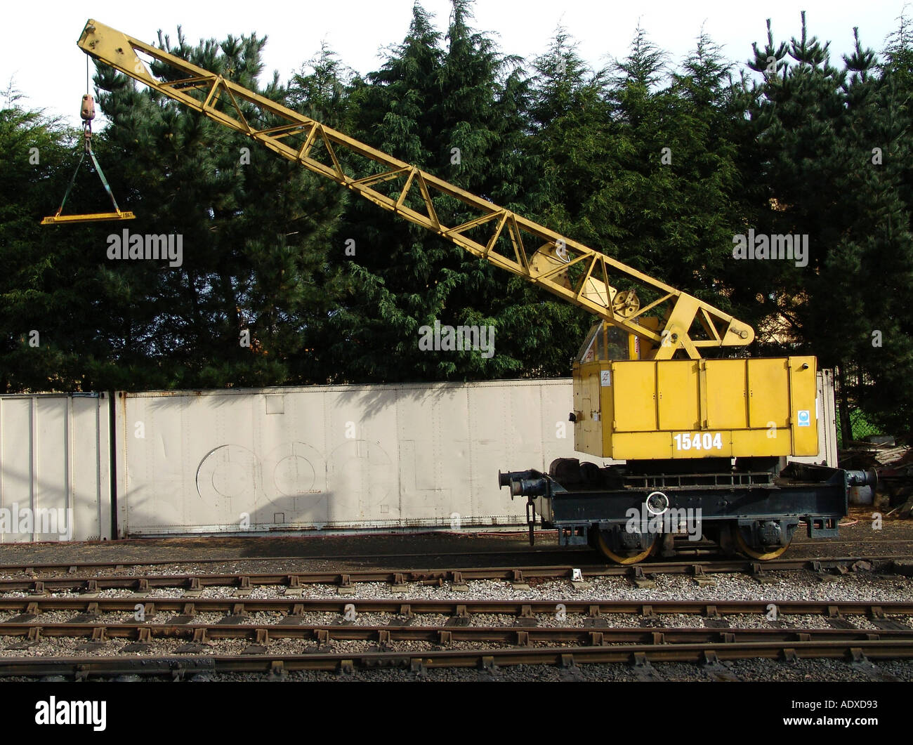 Crane on railway track England UK 2004 Stock Photo - Alamy