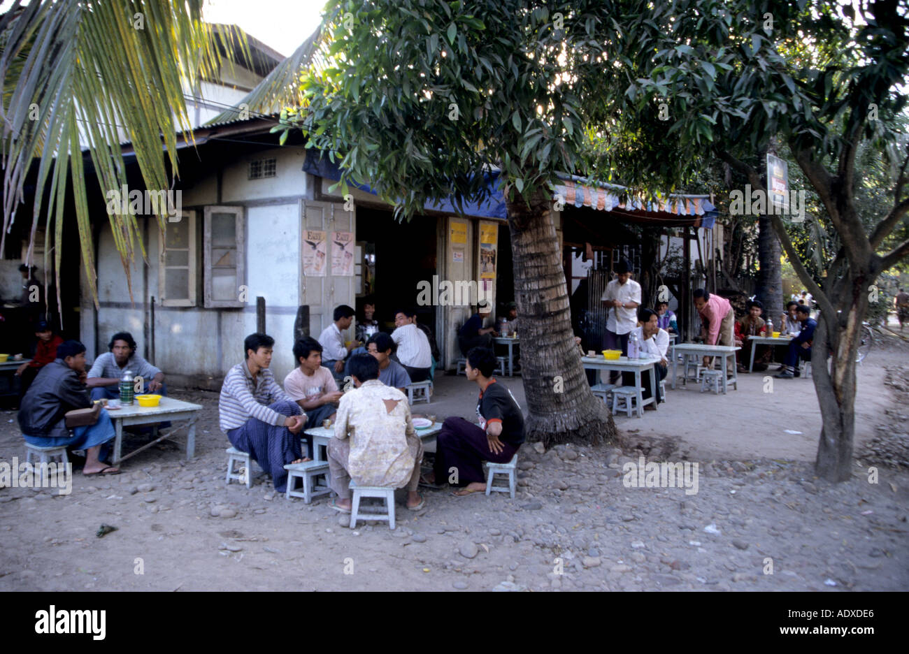 Traditional "tea house" in Bhamo,Burma Myanmar where customers sit on ...