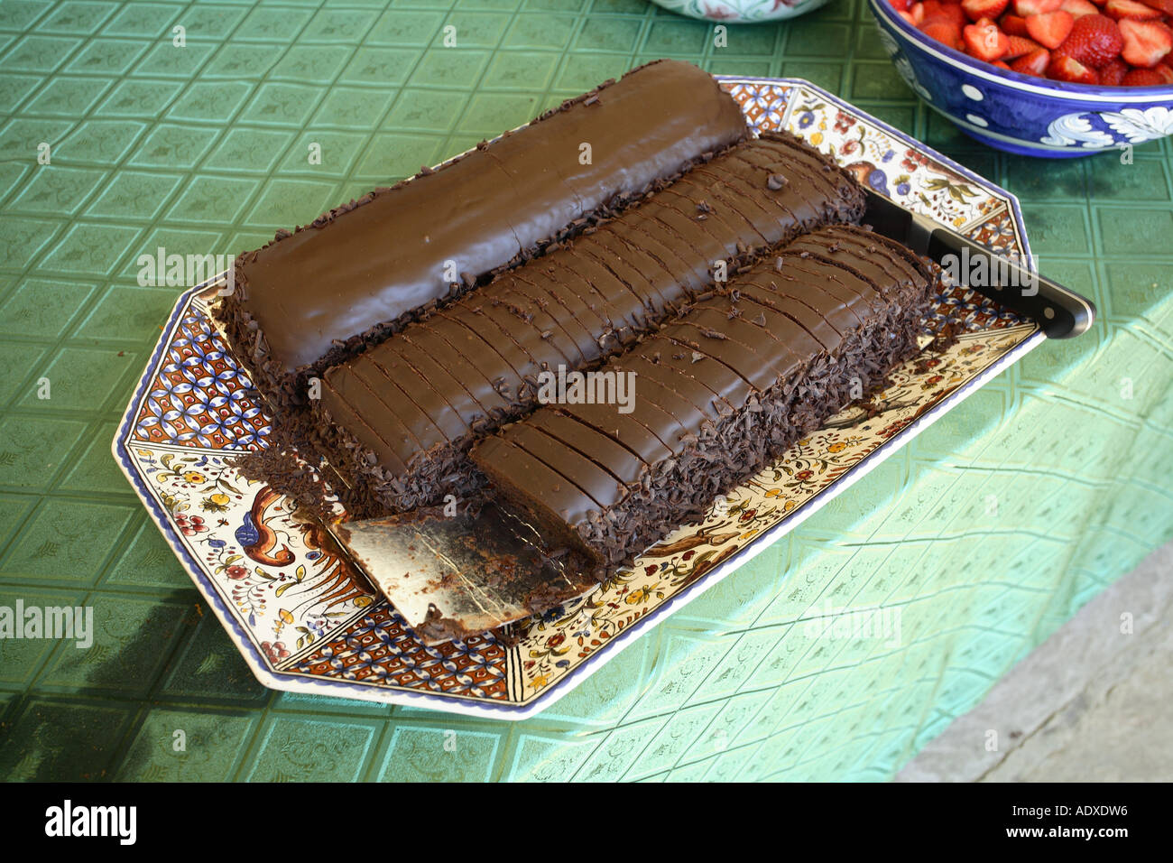 Chocolate cakes on a china tray Stock Photo - Alamy