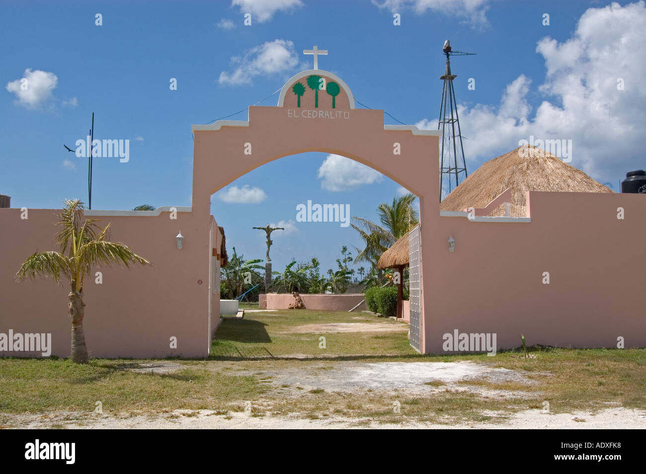 Gate to building with big yard, Cozumel Mexico Central Latin America ...