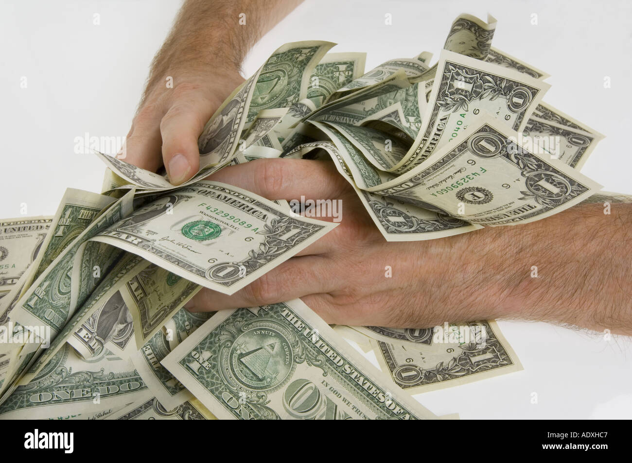 hands grab at money snatsch one dollar 1 notes currency covetousness ...