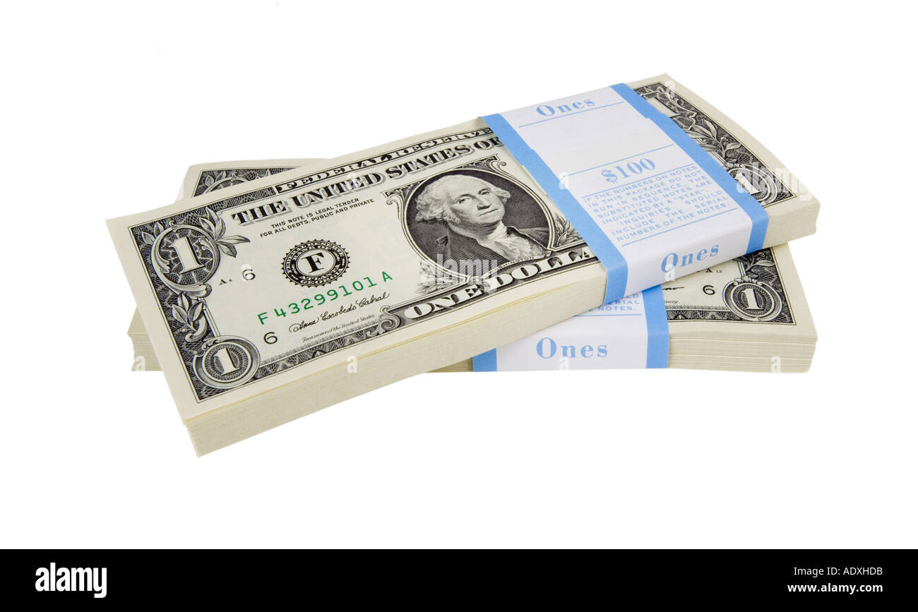 staple of one dollar 1 notes currency MONEY Stock Photo - Alamy