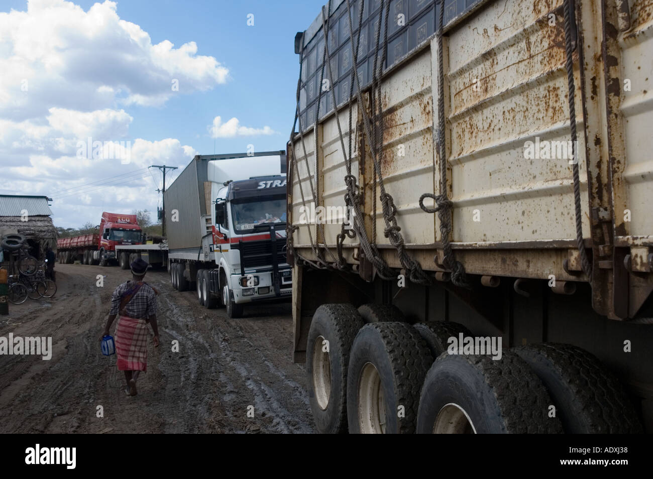 People trucks Land Rovers loading and unloading from the ferry across ...
