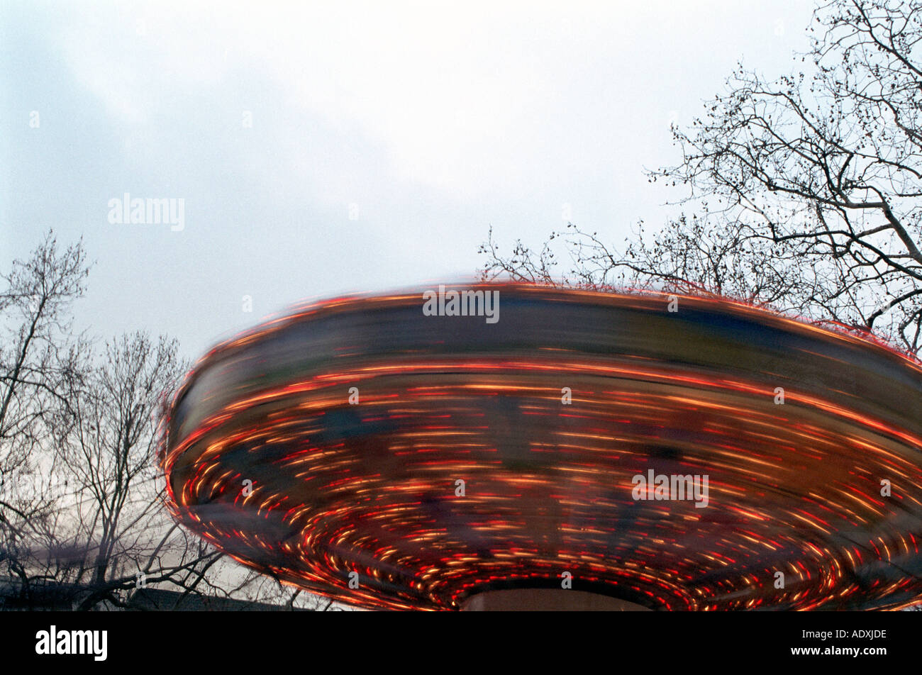 merry go round spinning wheel fairground ride moving fast Stock Photo ...