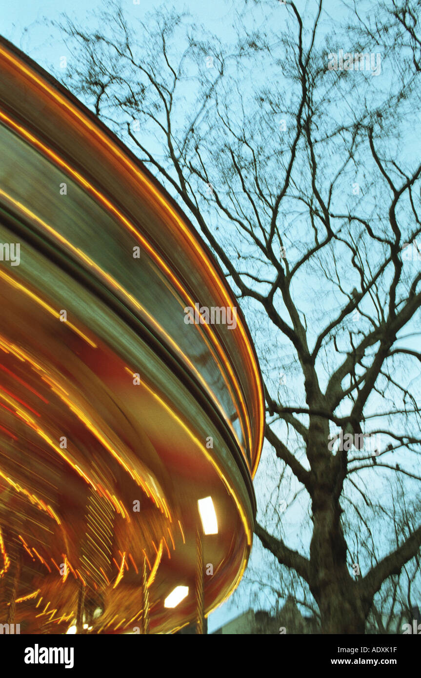 merry go round spinning wheel fairground ride moving fast Stock Photo ...