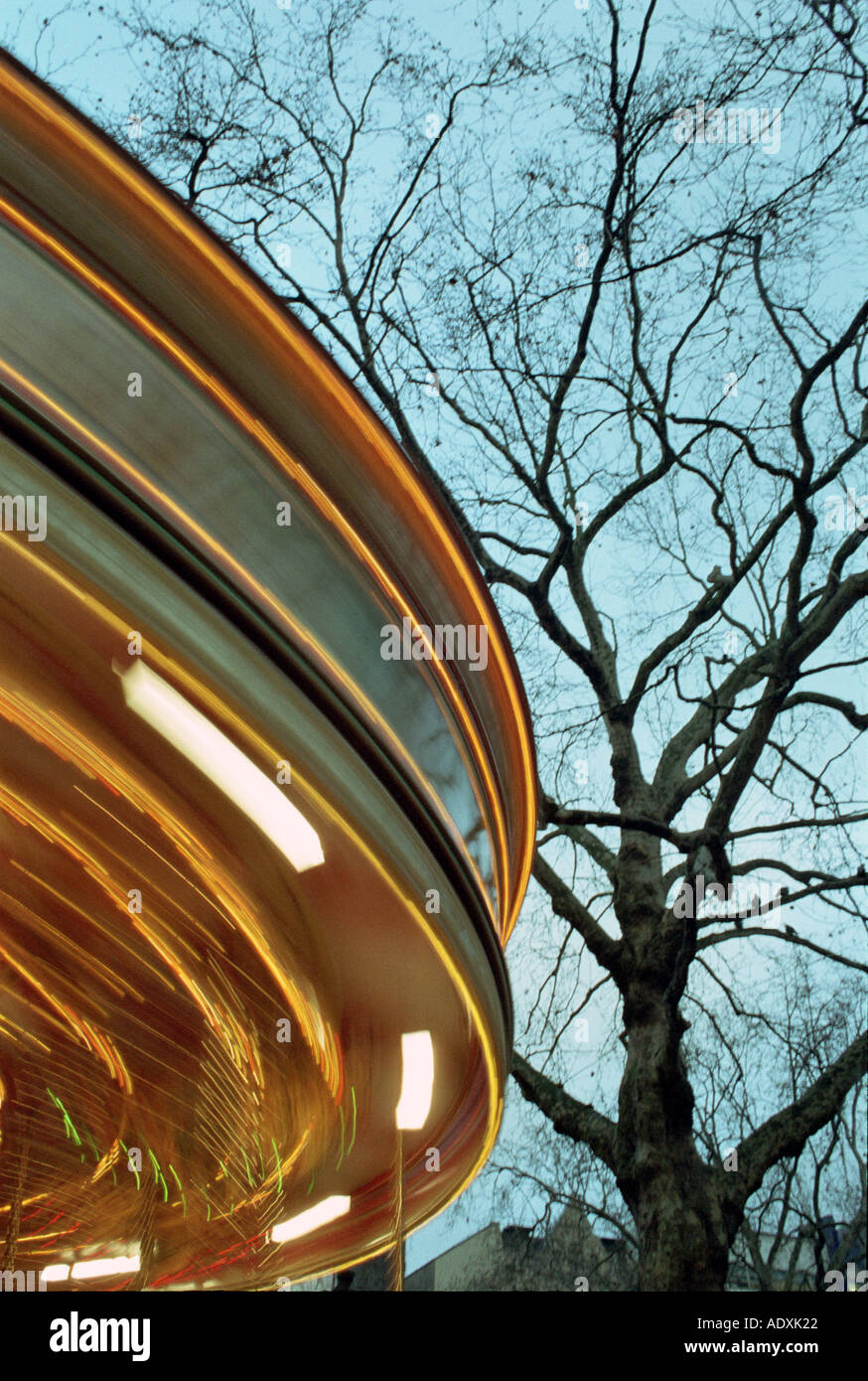 merry go round spinning wheel fairground ride moving fast Stock Photo ...