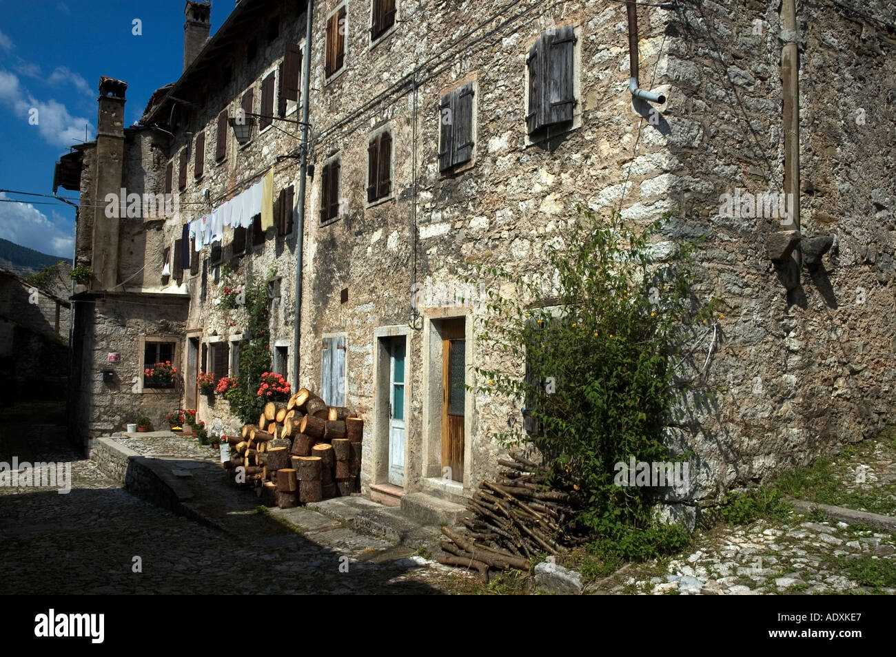 Old town Erto spread clothes hang out the washing - region of friuli ...