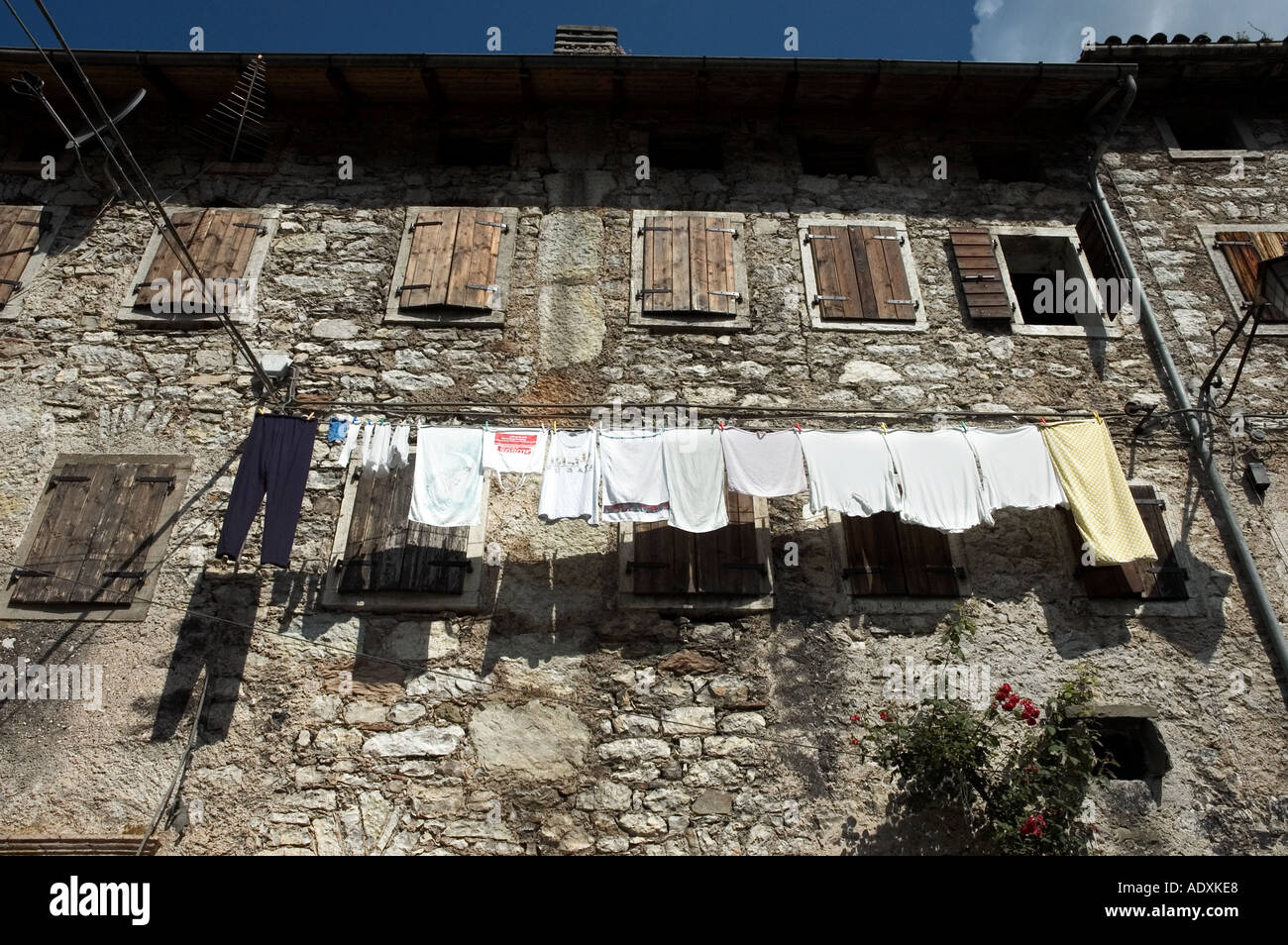 Old town Erto spread clothes hang out the washing - region of friuli ...