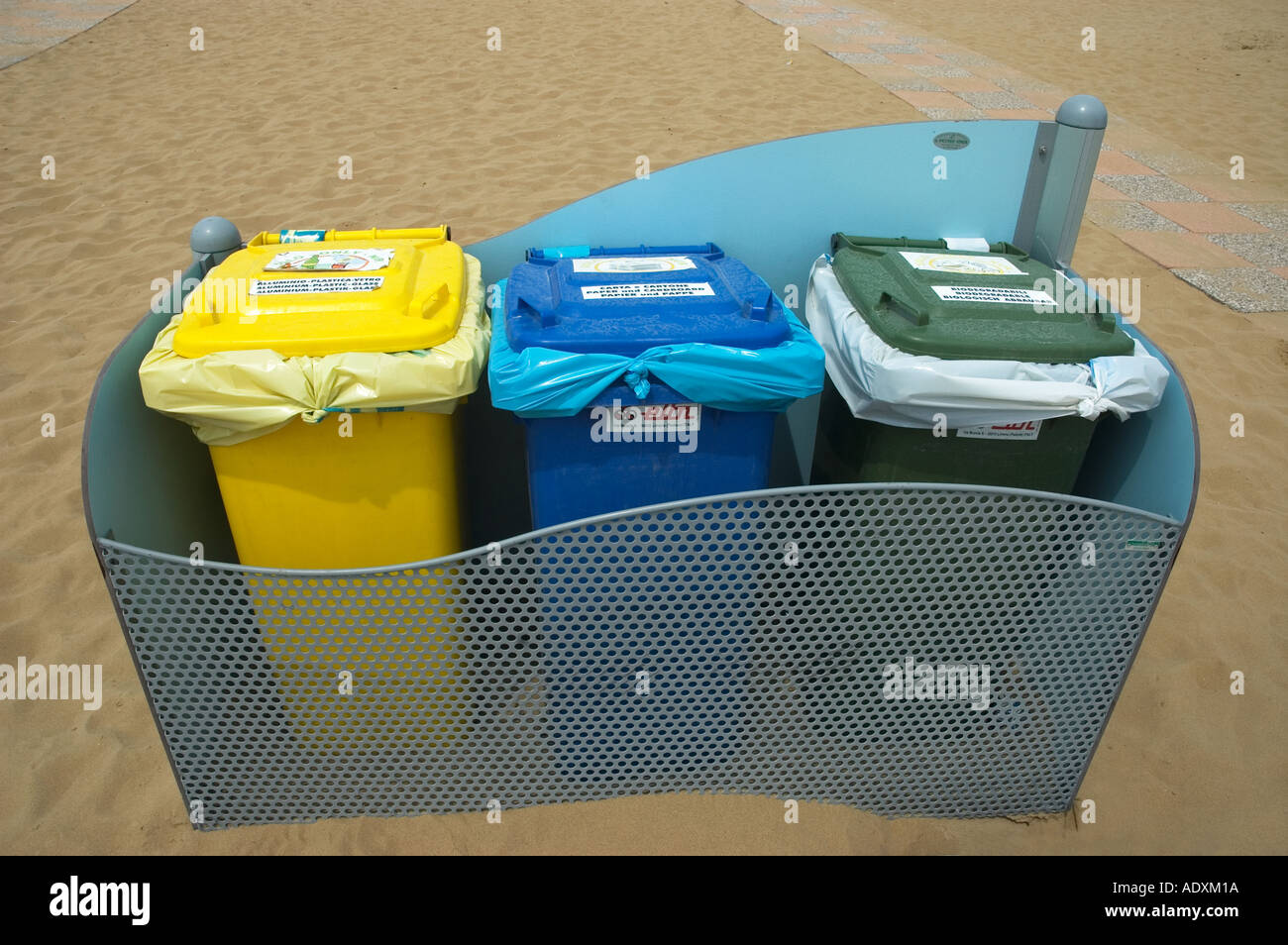 Recycling dustbin Rubbish on the beach bibione friuli italy - region of ...