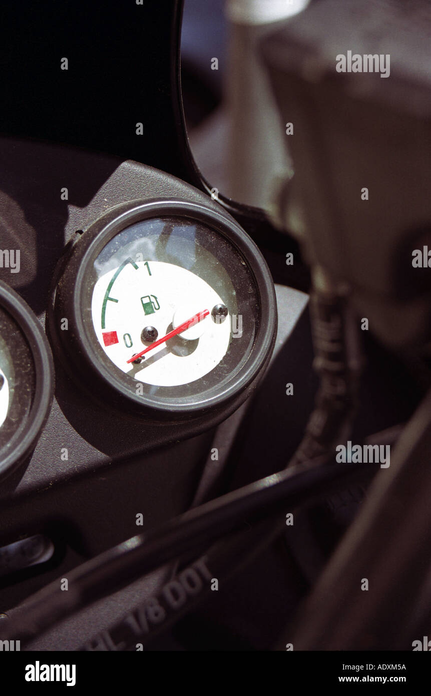 detail of empty fuel gauge on motorbike Stock Photo - Alamy
