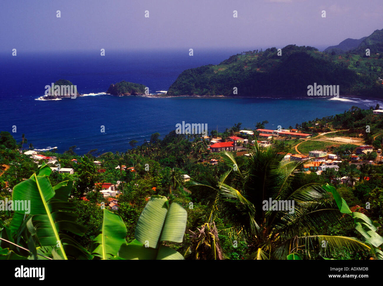 bay, coastline, town of Castle Bruce, Castle Bruce, Dominica, West ...