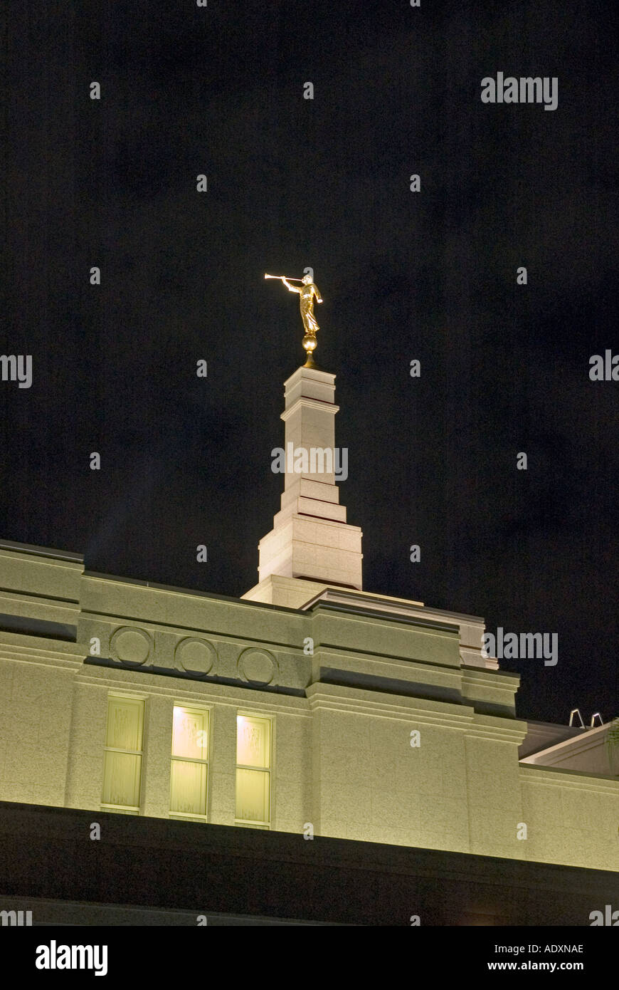 Gold Angel of Moroni above the Mormon Church Brisbane 3771 Stock Photo ...