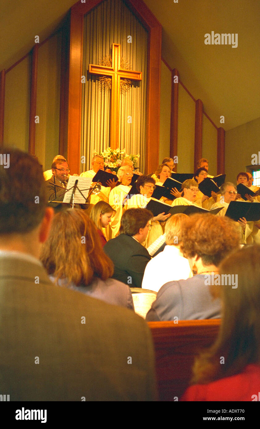 Choir singing hymns during church service. Presbyterian Church of ...