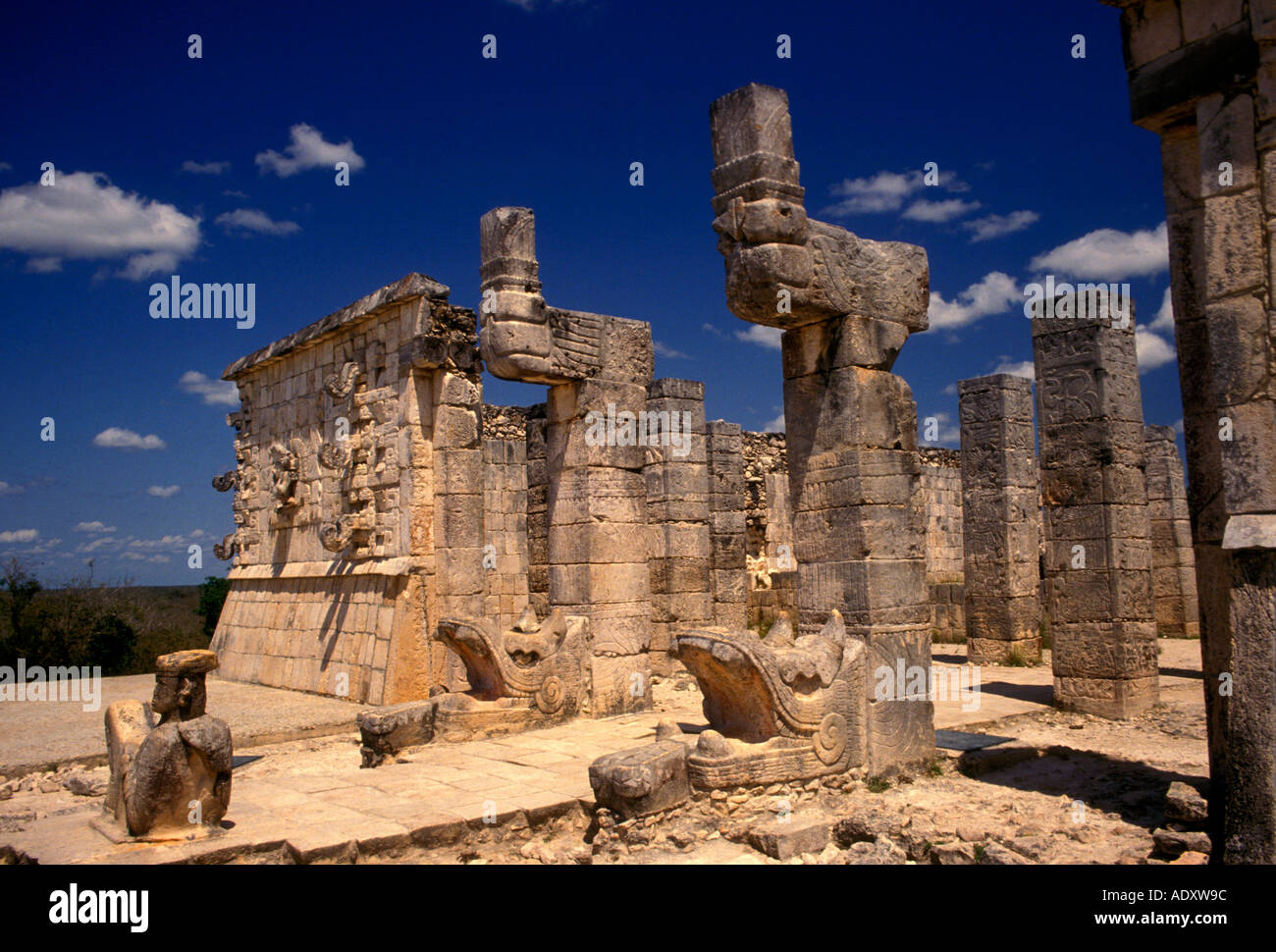 Temple of the Warriors, Chac Mool, Chichen Itza Archaeological Site ...