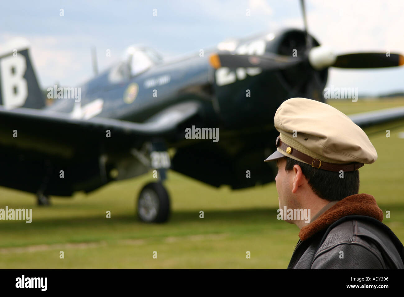 Chance Vaught F4U Corsair with pilot Stock Photo - Alamy