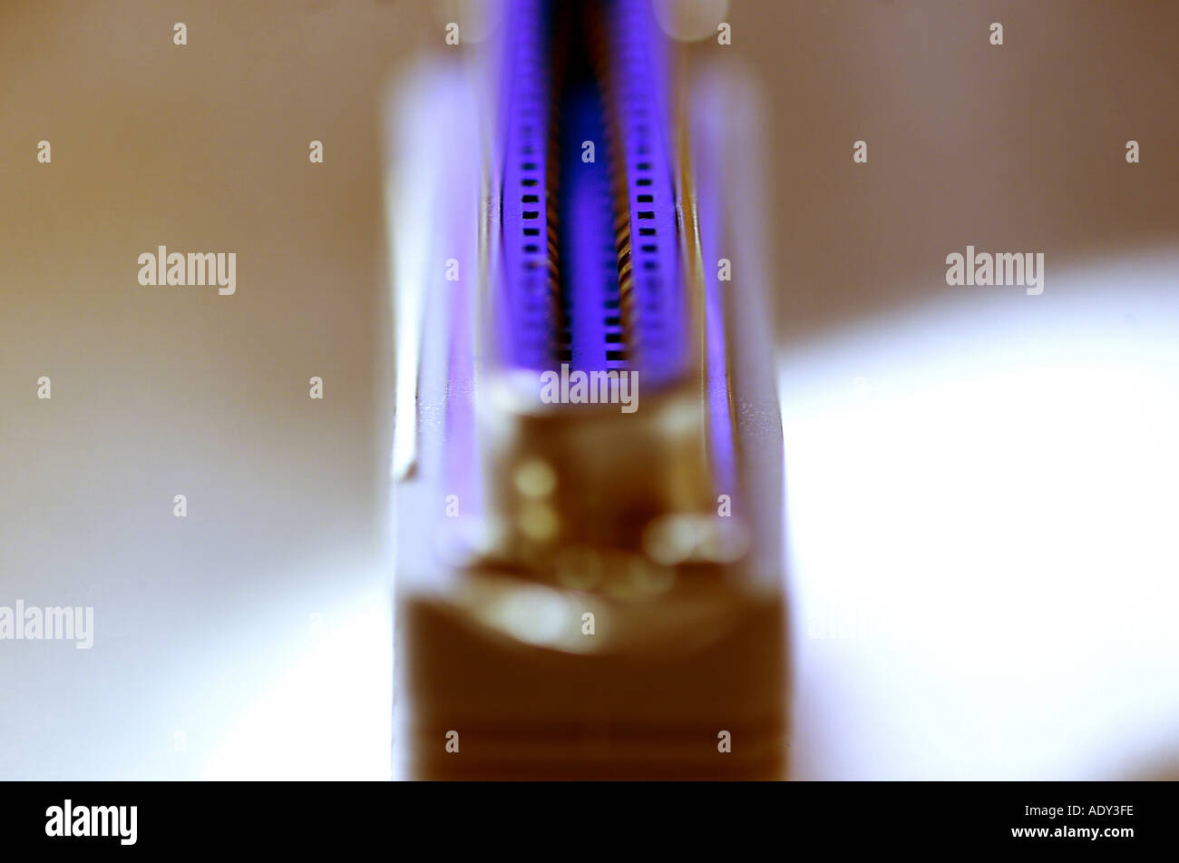 Computer Comm socket serial printer cable blue plastic close up out of ...