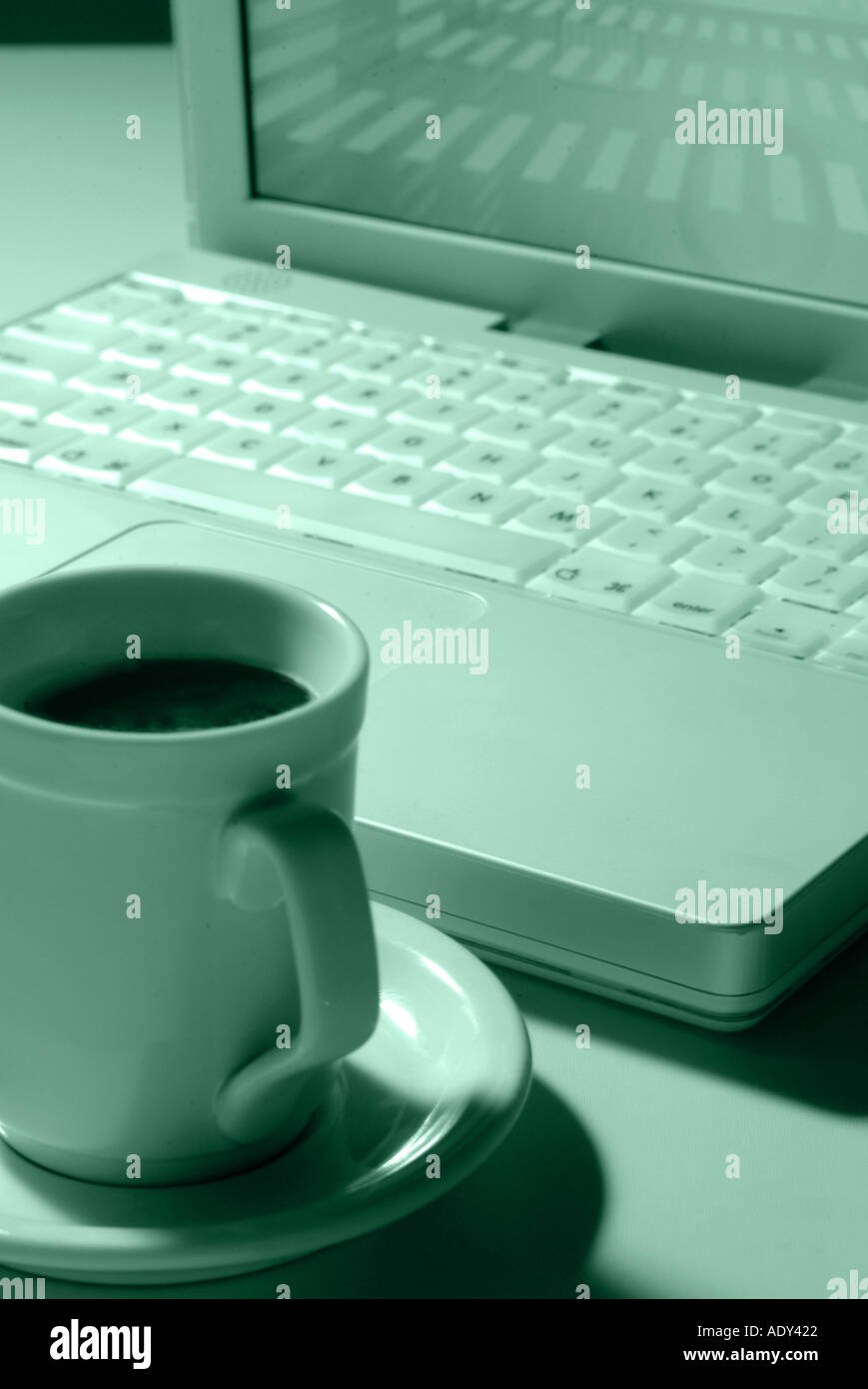 Computer Comm duotone grey greyish laptop notebook plastic coffee cup ...