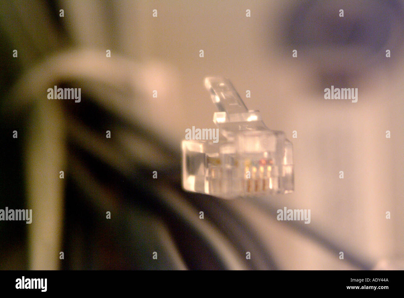 Computer Comm close up detail out of focus connection transparent ...