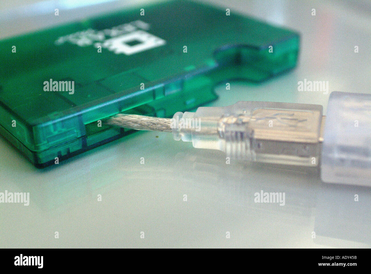 Computer Comm connection adapter green transparent transparency plug ...