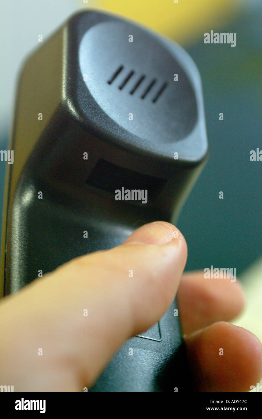 Computer Comm vertical inside indoors office work phone set hand black ...