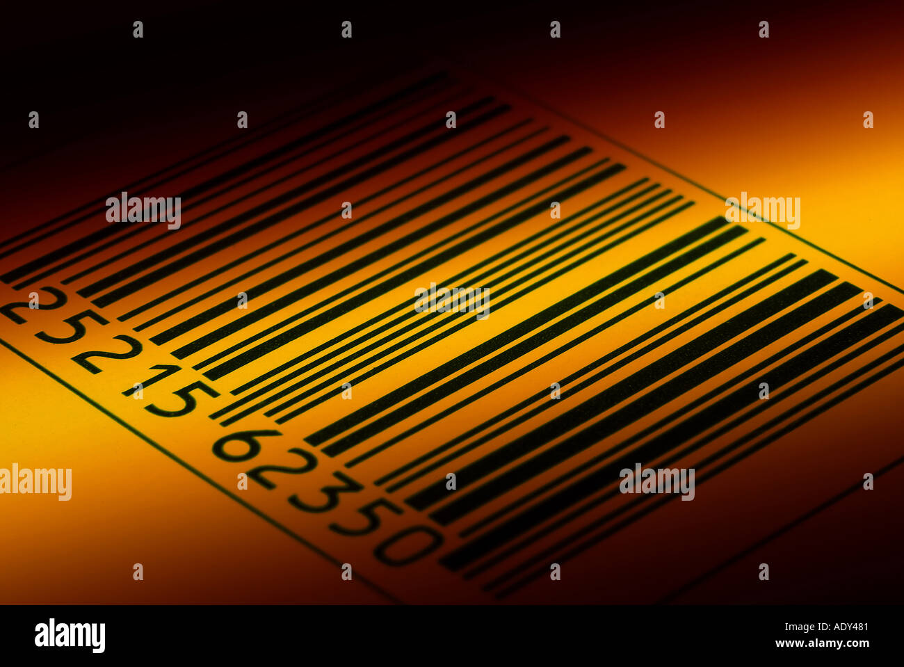 Computer Comm inside indoors yellow gold golden bar code numbers i d ...