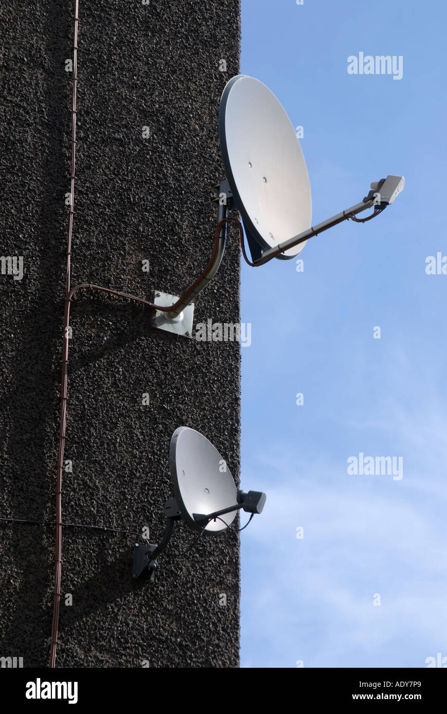 Satellite television parabolic receiving dishes Stock Photo - Alamy
