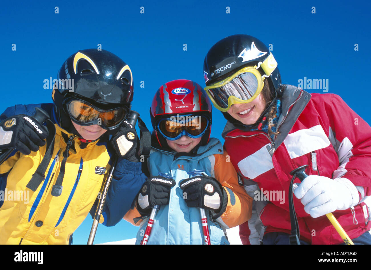 Three boys skiing hi-res stock photography and images - Alamy