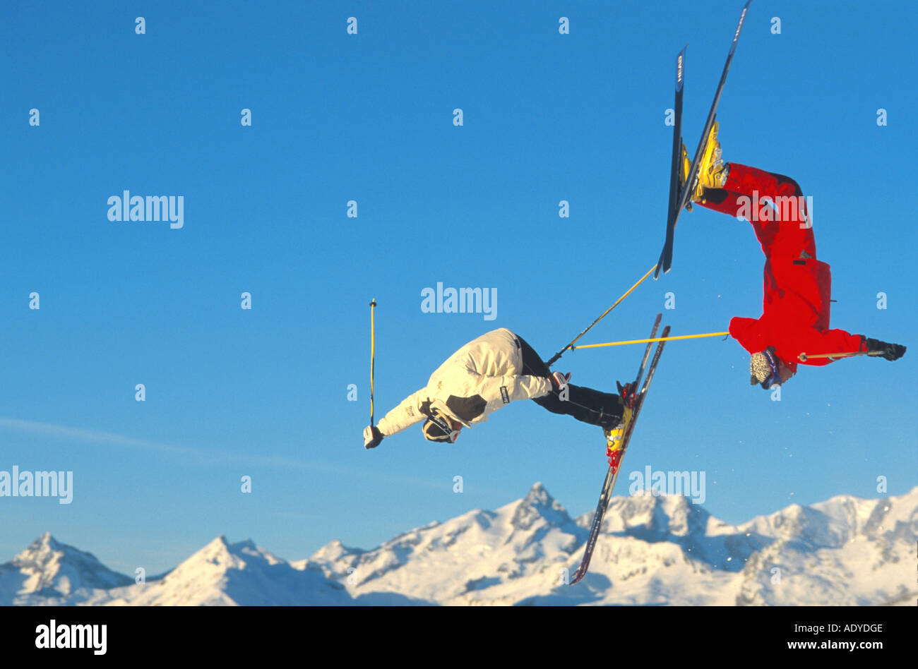 skier jumping in midair Stock Photo - Alamy