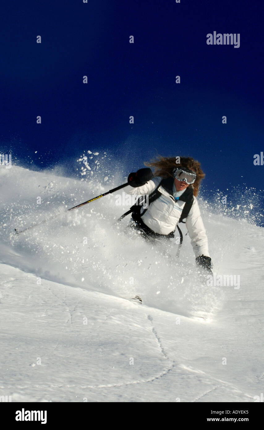 freerider in deep powder snow, France Stock Photo - Alamy