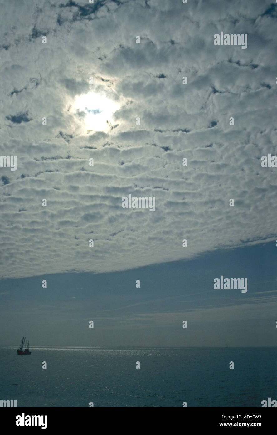 cloudy sky over the north sea, Netherlands, Northern Netherlands ...