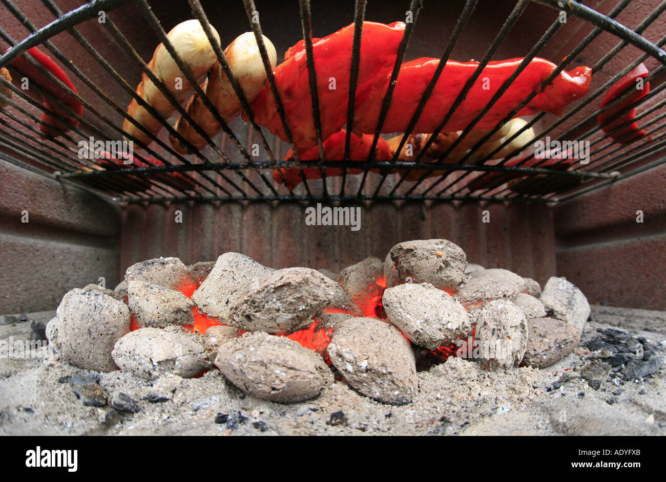 sausages and fowl on grill fire, Germany Stock Photo - Alamy