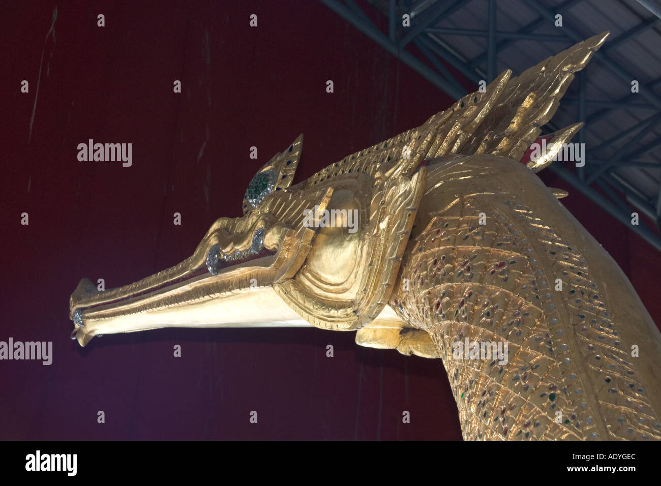 Swan figurehead on the royal barge Suphannahong at the Royal Barges ...
