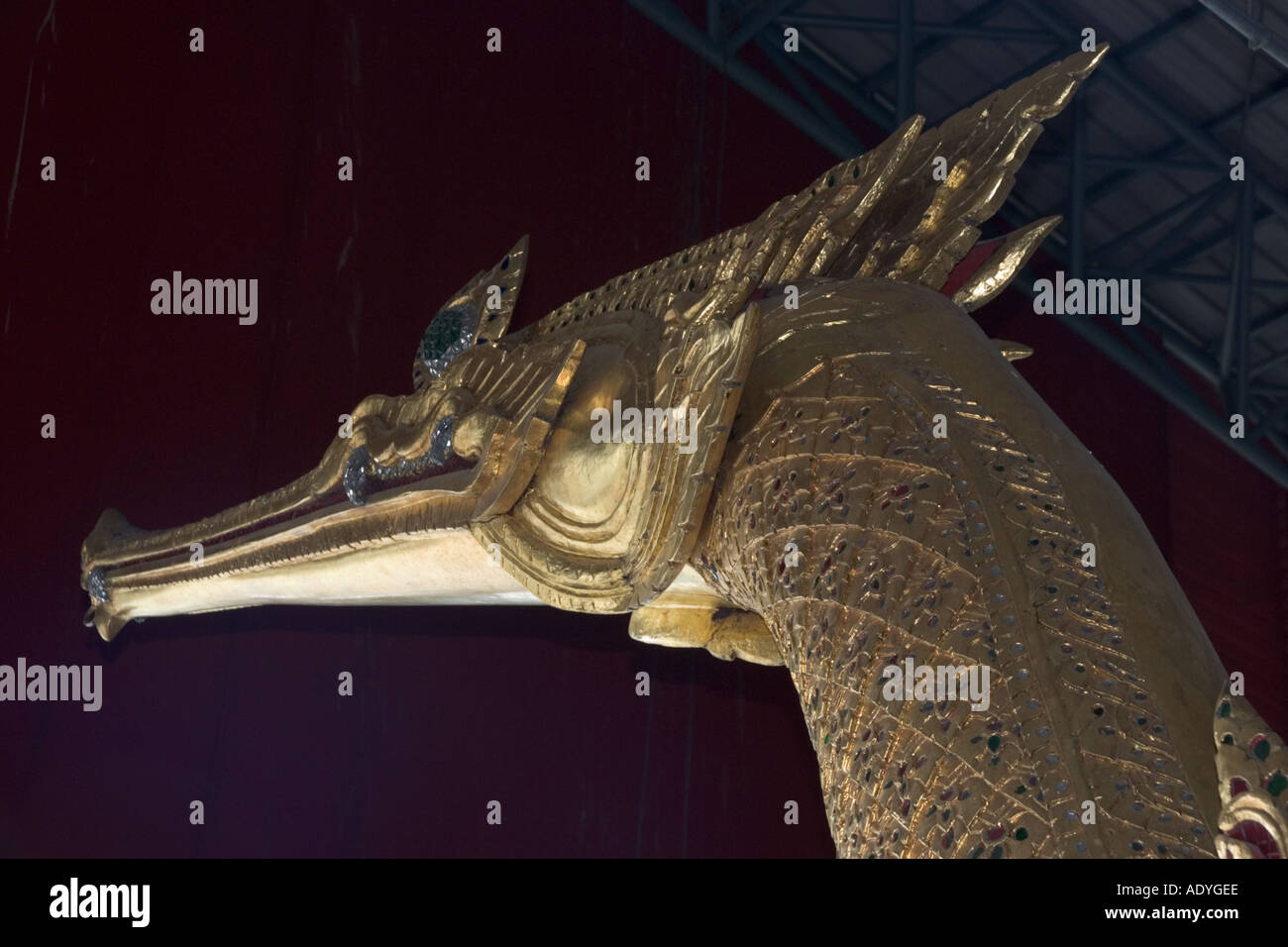 Swan figurehead on the royal barge Suphannahong at the Royal Barges ...
