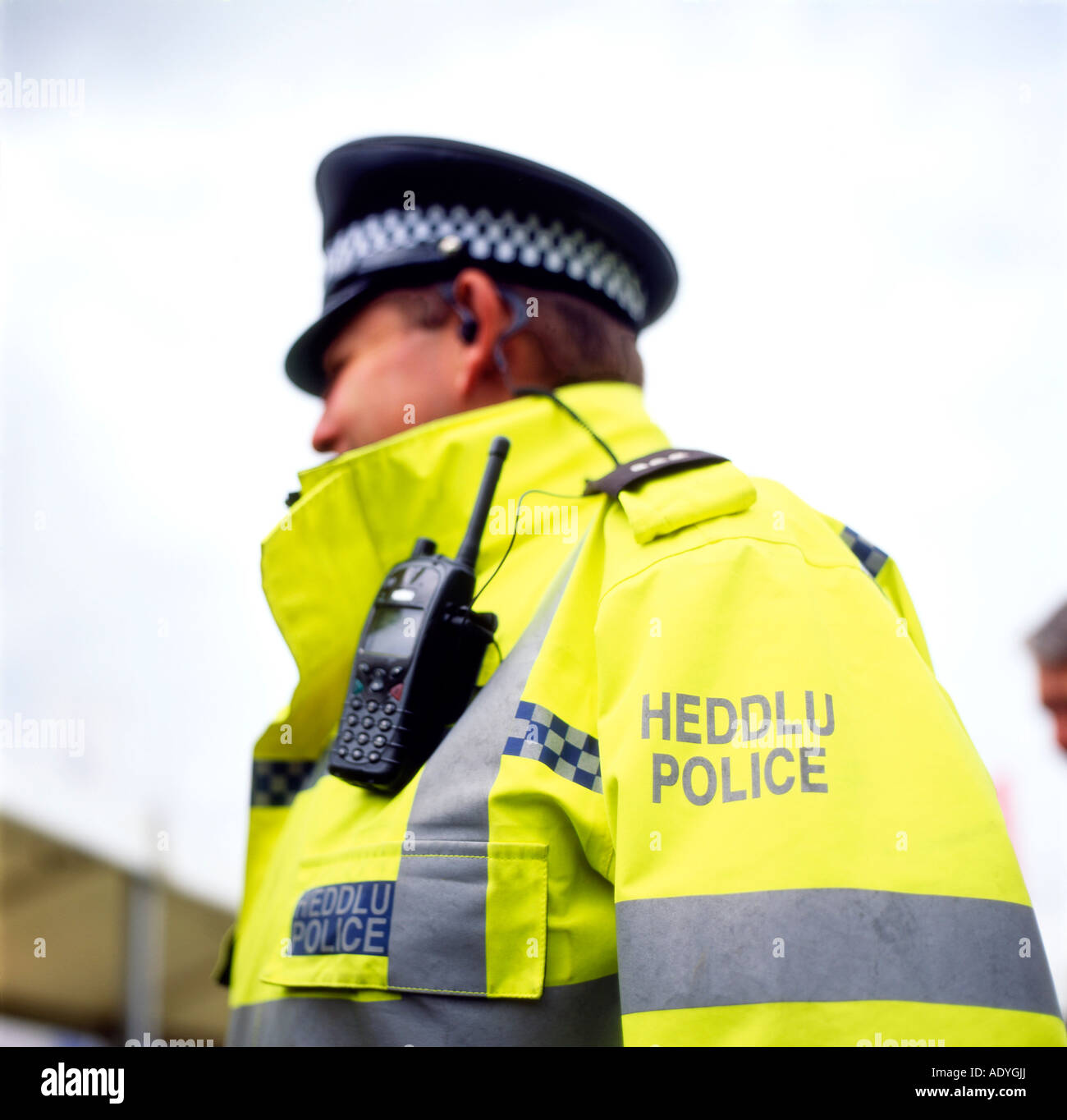 Policeman from the Dyfed Powys police force wearing ay fluorescent ...
