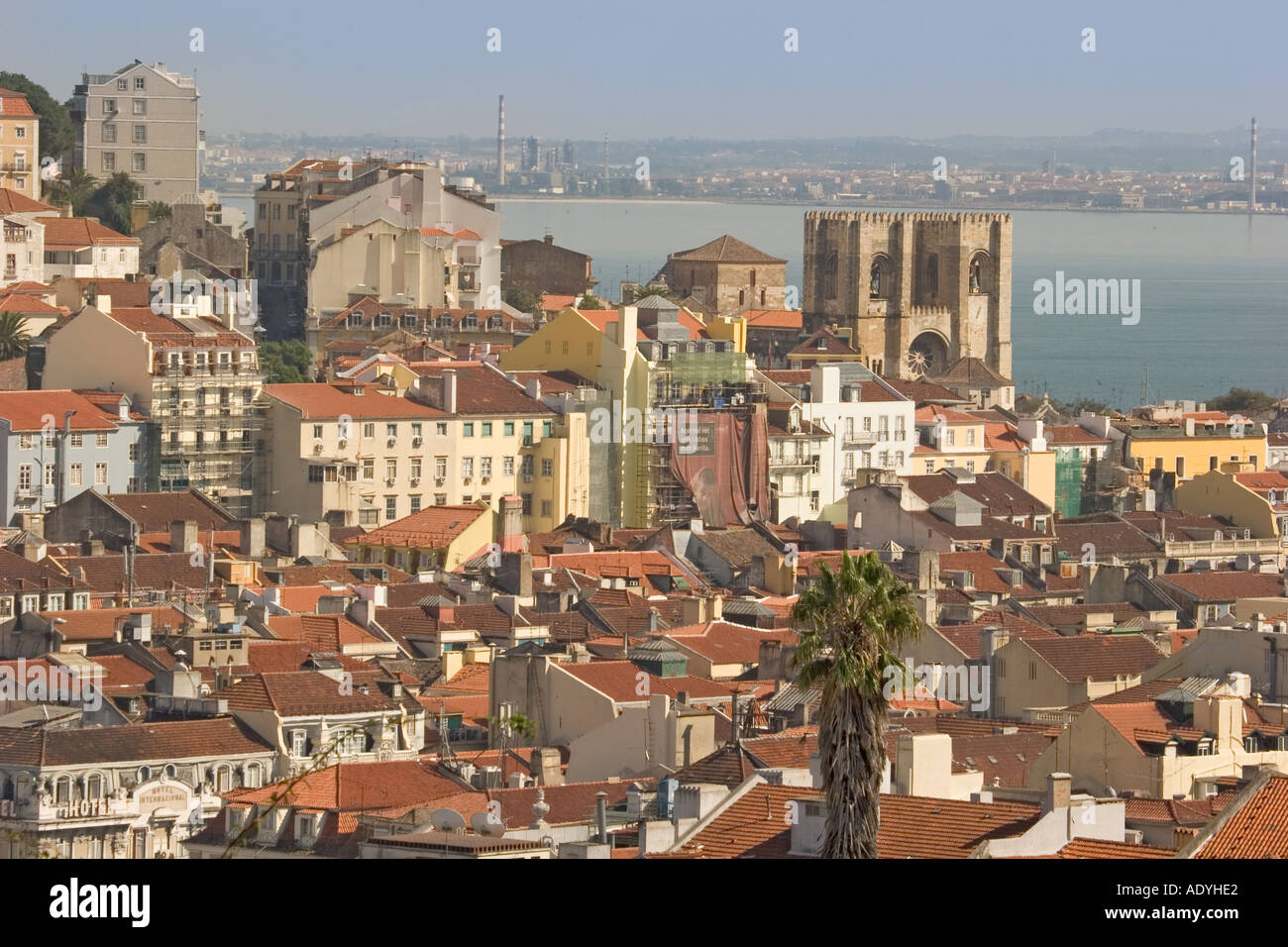 Lisbon Portugal View to Cathedral and Tagus River Stock Photo - Alamy