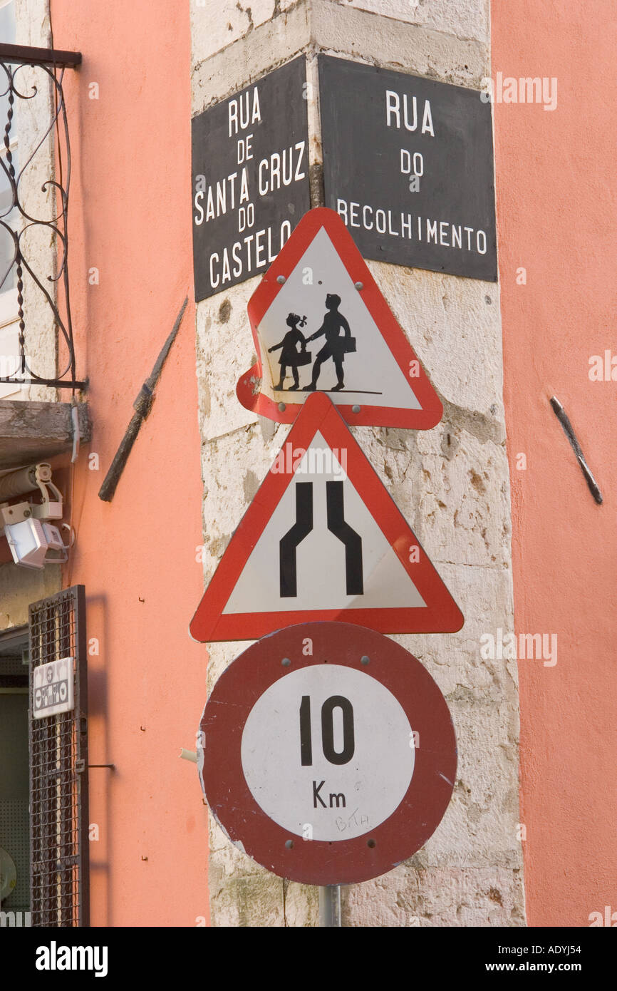 Lisbon Portugal Alfama traffic signs Stock Photo - Alamy
