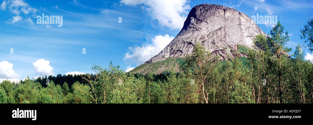 steep rock summit, grows up from the flat forest, former volcanic slot ...