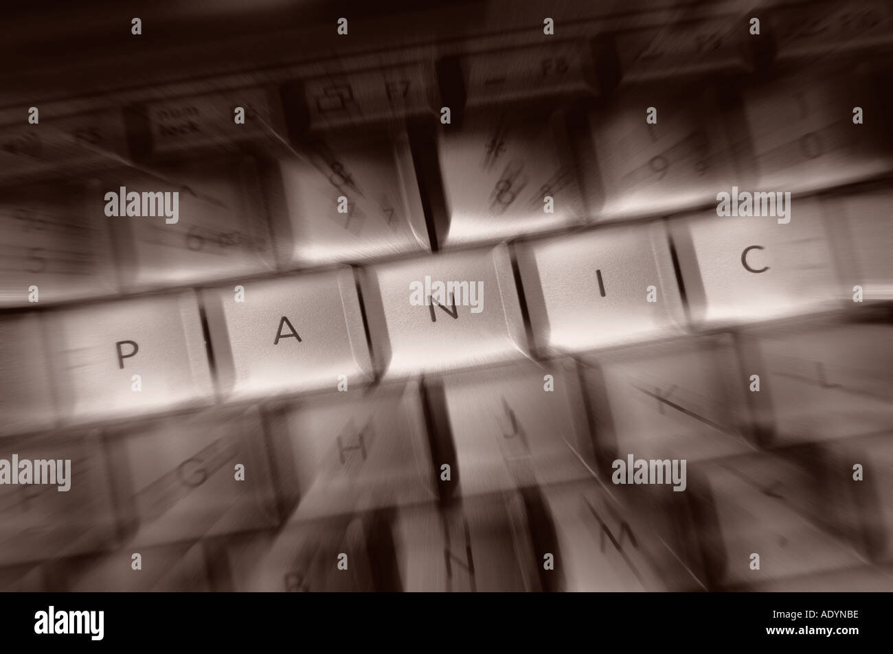 computer keyboard spelling panic with zoom effect Stock Photo - Alamy
