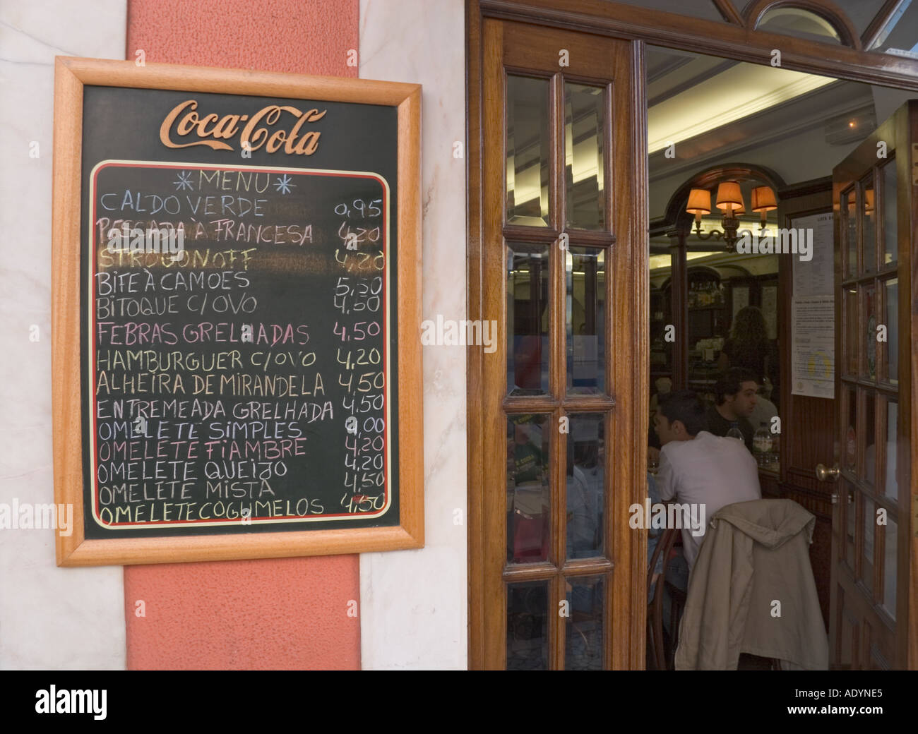 Lisbon Portugal Restaurant menu in Belem Stock Photo - Alamy